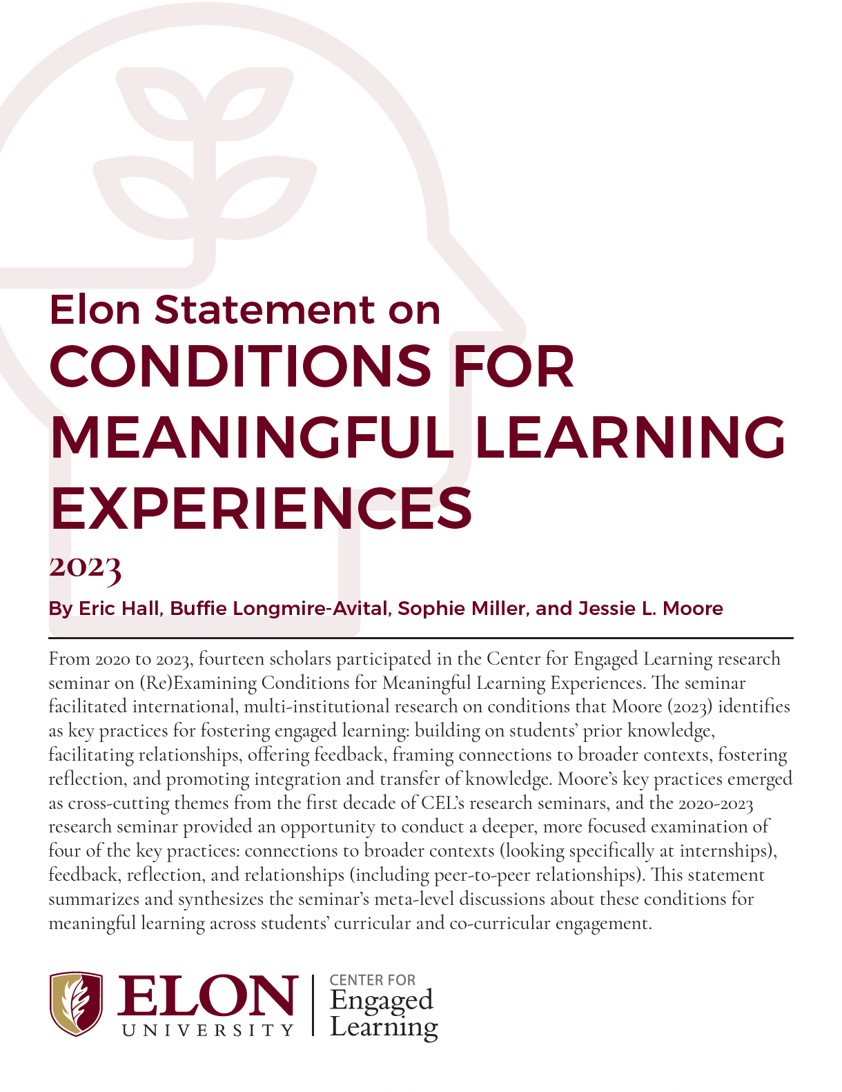 Elon Statement on Conditions for Meaningful Learning Experiences ...